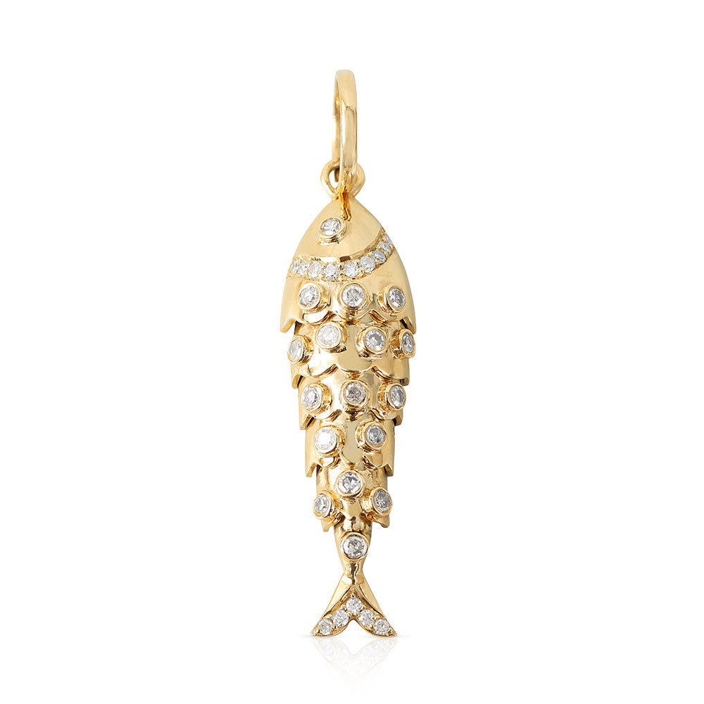Gold fish necklace charm store